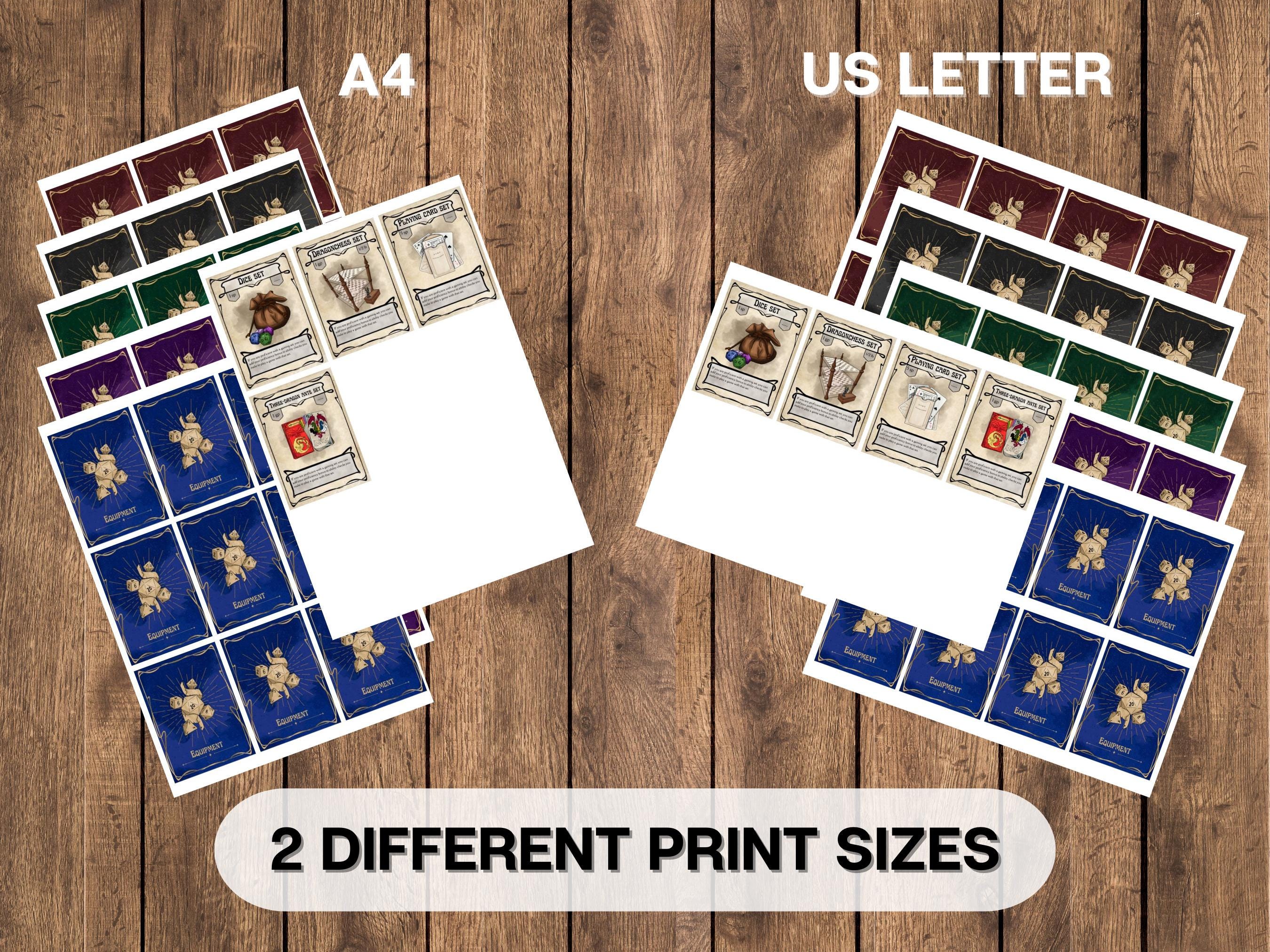 Dnd Gaming Sets Equipment Cards, Dungeons and Dragons Printable, D&D 5E ...