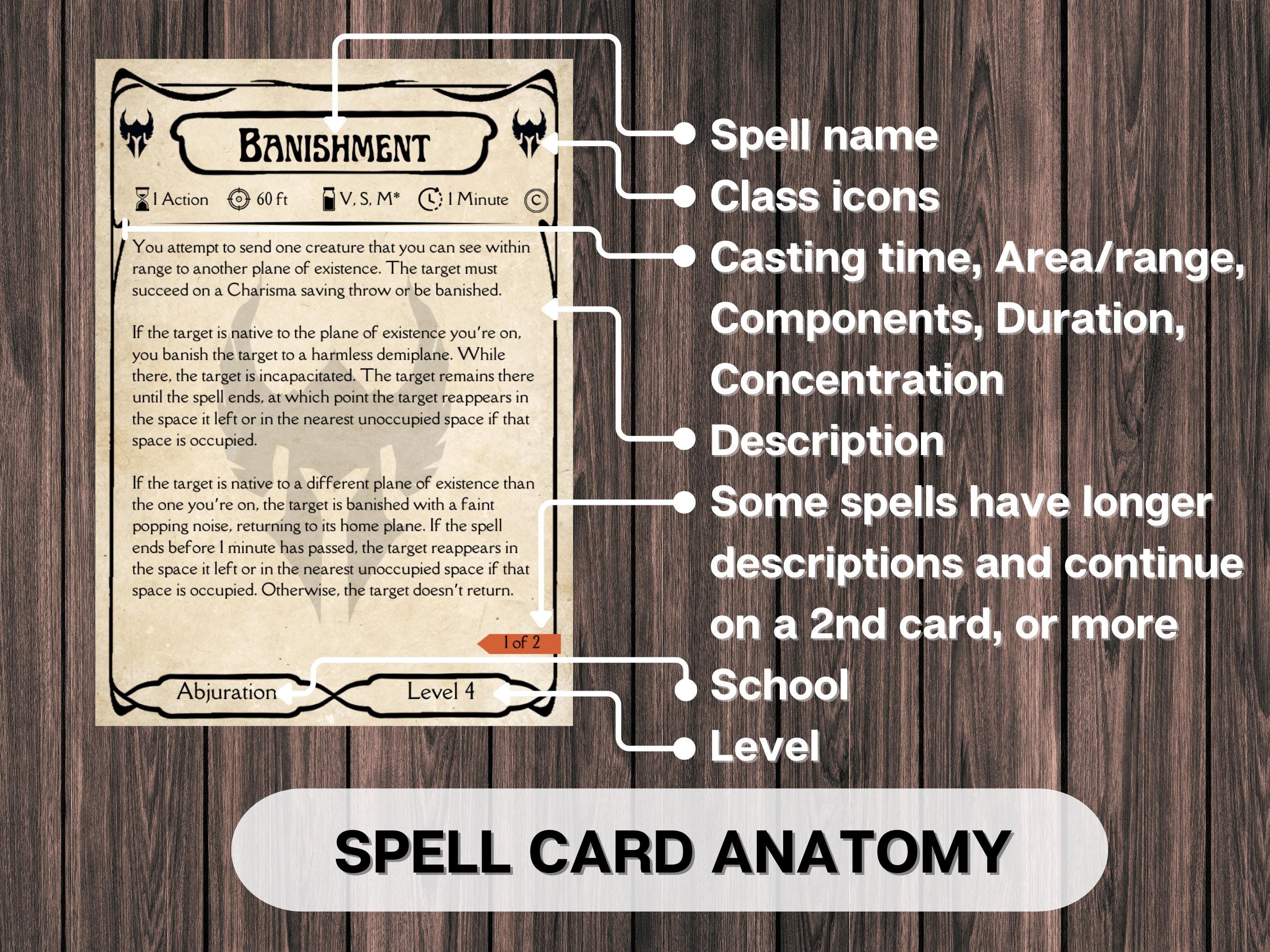 Dnd Paladin Spell Cards, Dungeons and Dragons Printable, D&D 5E 2014 ...