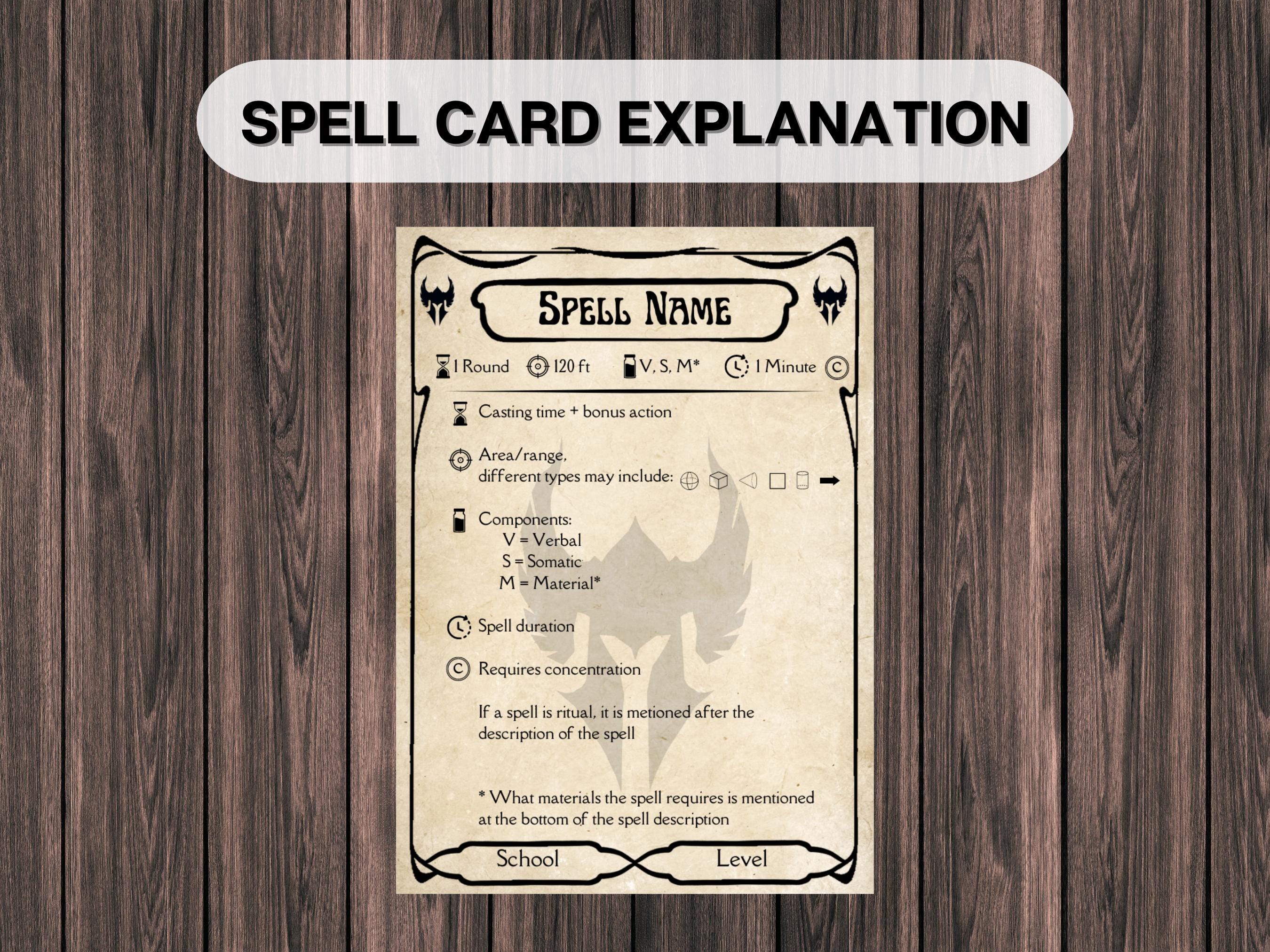 Dnd Paladin Spell Cards, Dungeons and Dragons Printable, D&D 5E 2014 ...