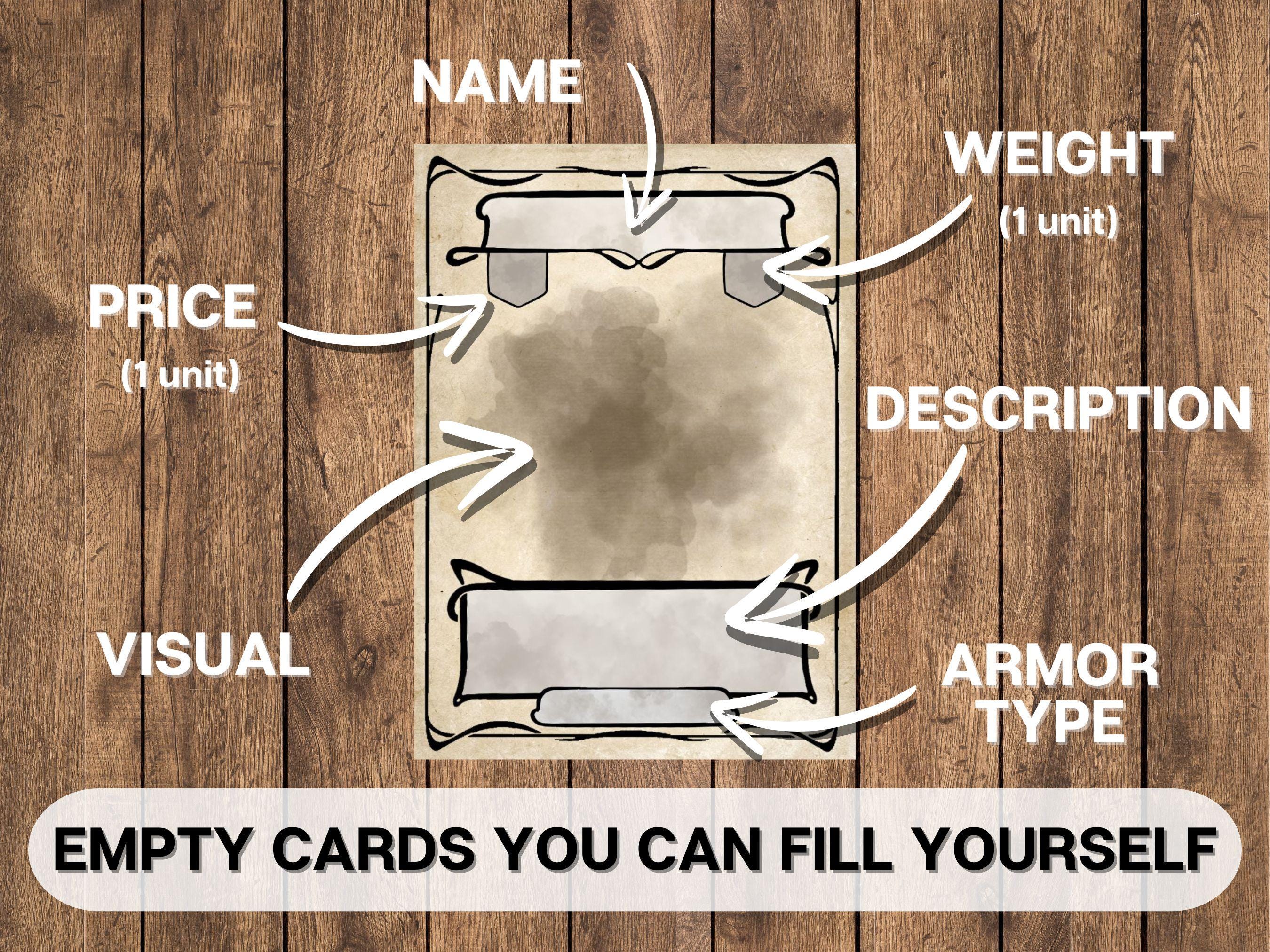 Dnd Armor Equipment Cards, Dungeons and Dragons Printable, D&D 5E 2014 ...