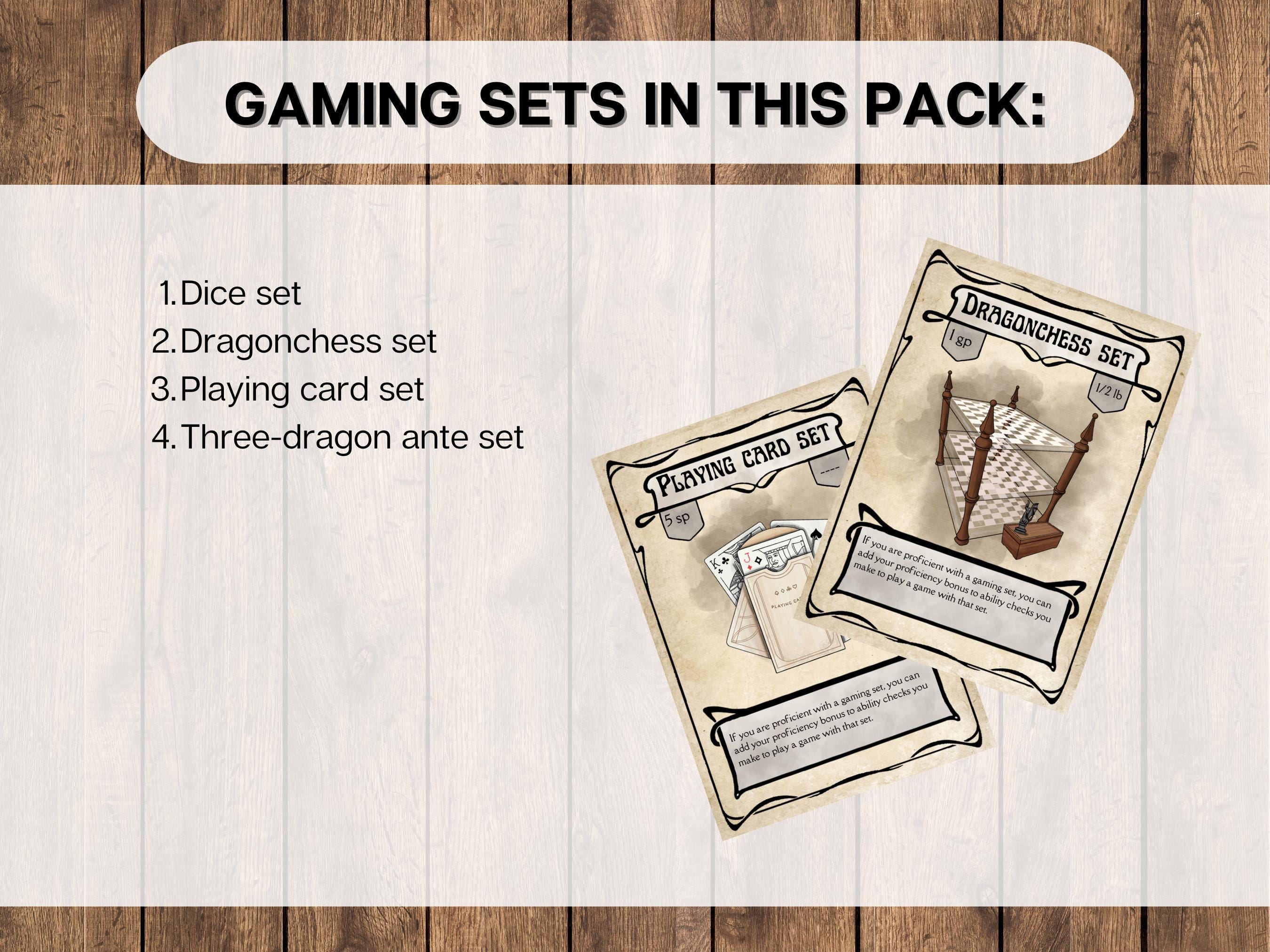 Dnd Gaming Sets Equipment Cards, Dungeons and Dragons Printable, D&D 5E ...
