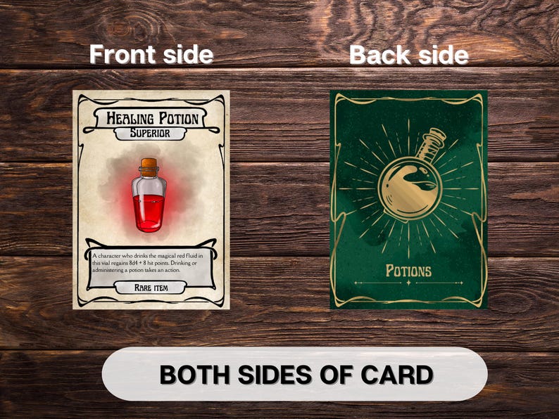Dnd Healing Potions Cards, Dungeons and Dragons RPG Printable, Game ...