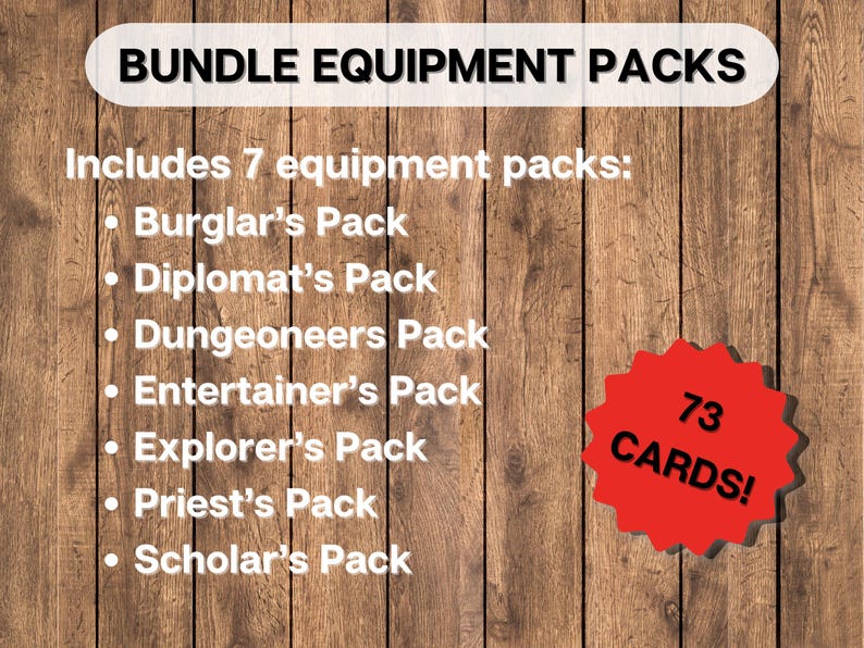 Dnd BUNDLE 7 Equipment Packs Item Cards, Dungeons and Dragons Printable ...