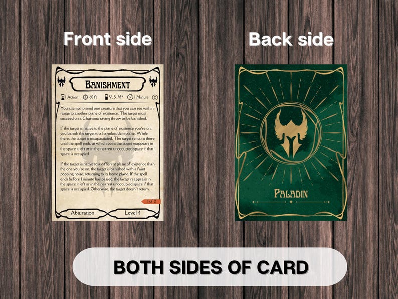 Dnd Paladin Spell Cards, Dungeons and Dragons Printable, D&D 5E 2014 ...