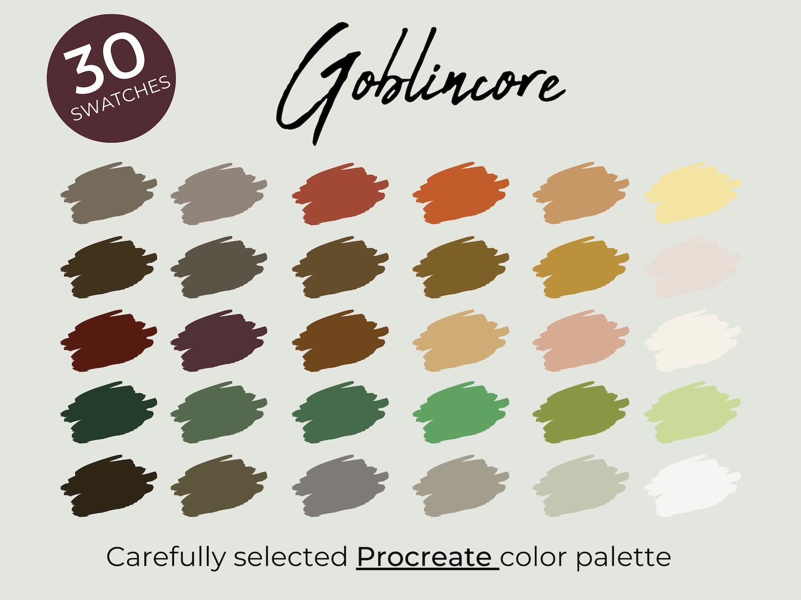 Goblincore Aesthetic Procreate Palette 30 Swatches Color - Etsy
