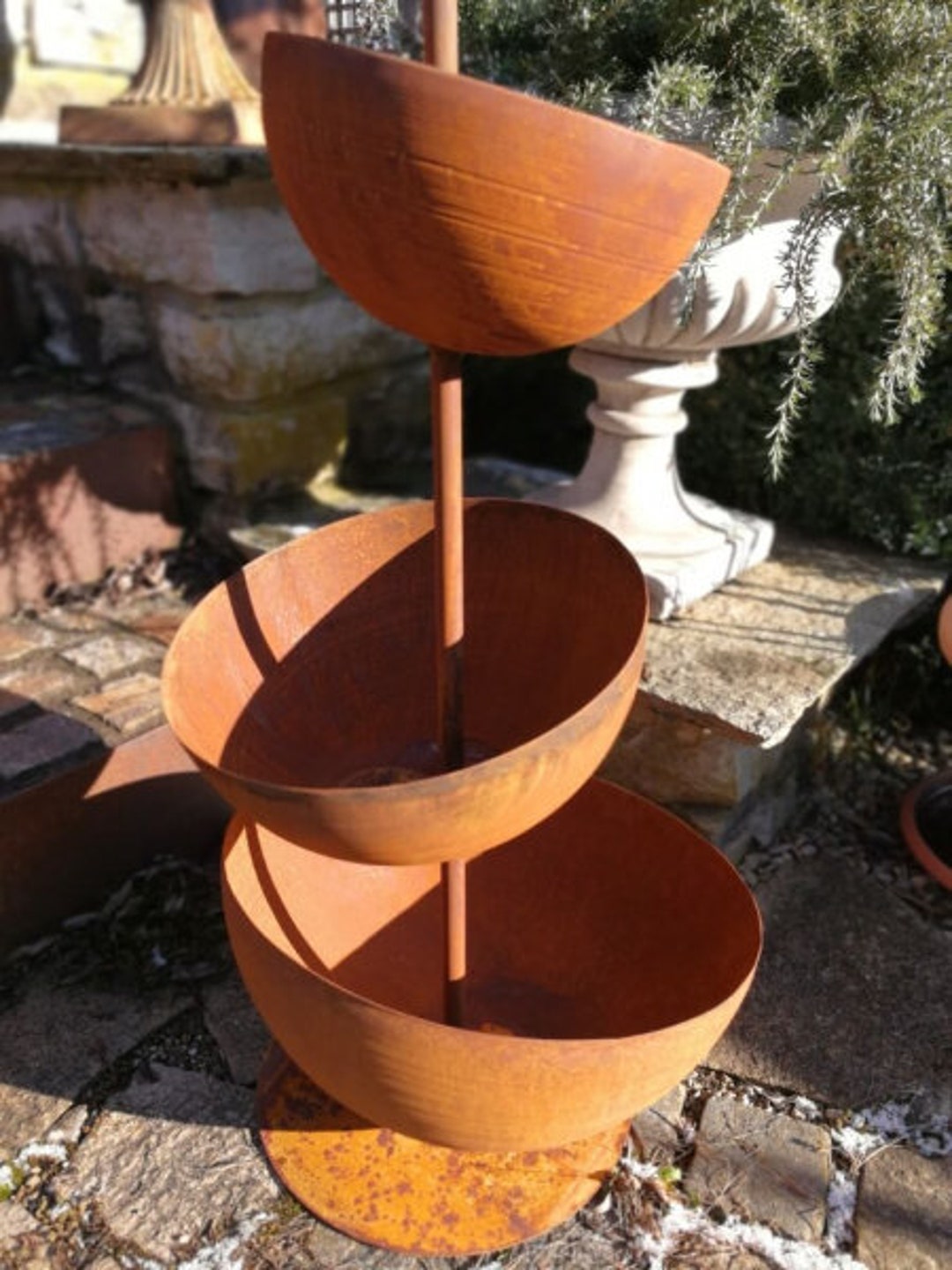 Patina Plant Tower Bowl Garden Decoration Rust Garden Decoration Rust ...