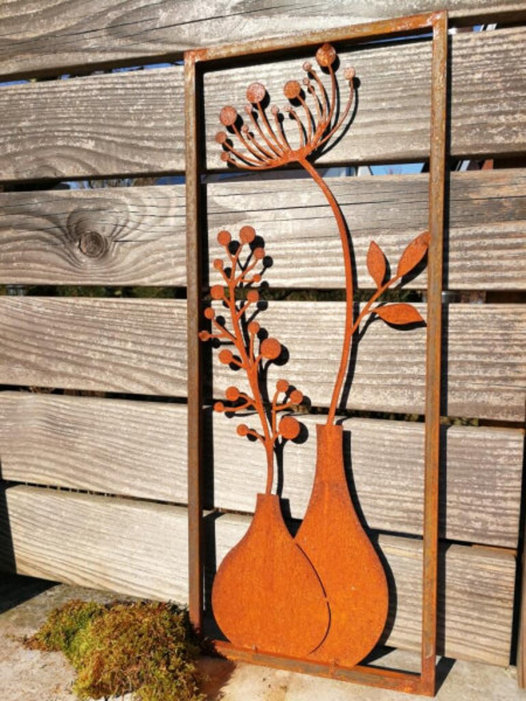 Edelrost Wall Picture Double Vase Garden Decoration Metal Rust ...