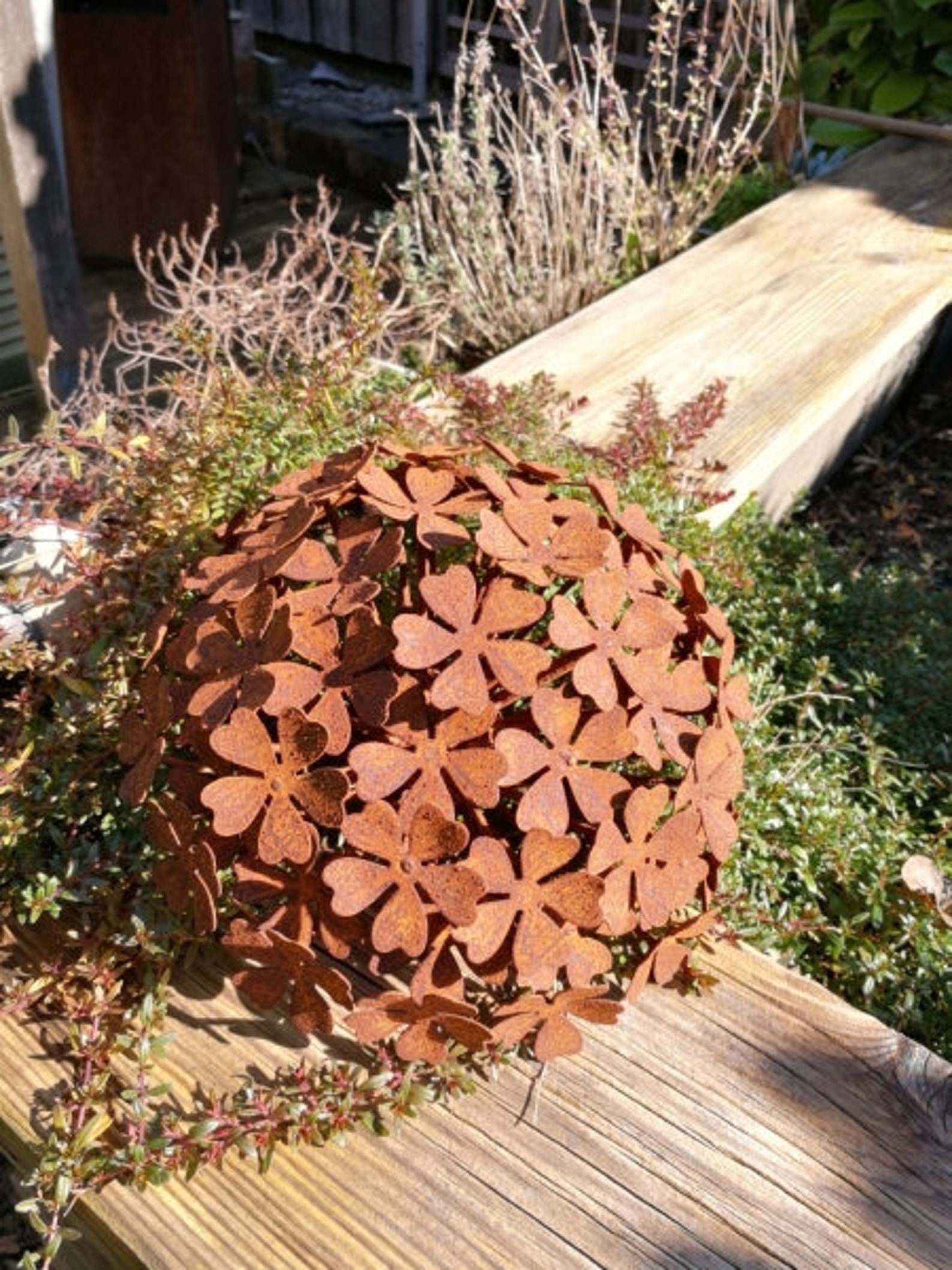 Rust Flower Hydrangea Rust Flower Metal Flower Gartedeko Rust - Etsy