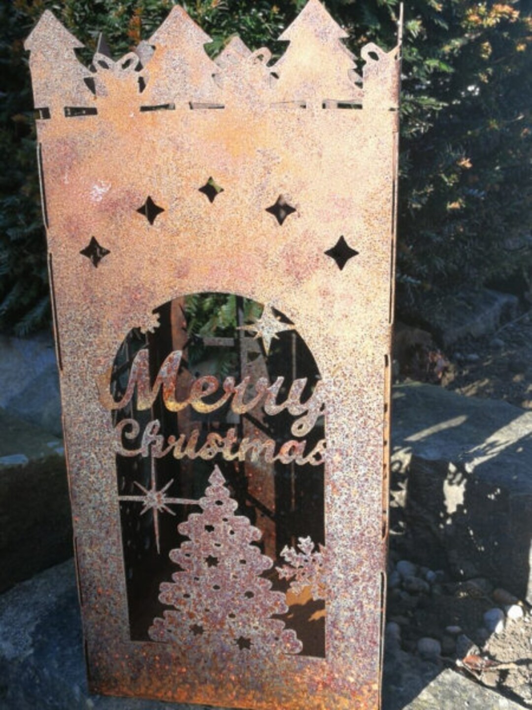 Noble Rust Lantern Merry Christmas Garden Decoration Metal Rust ...