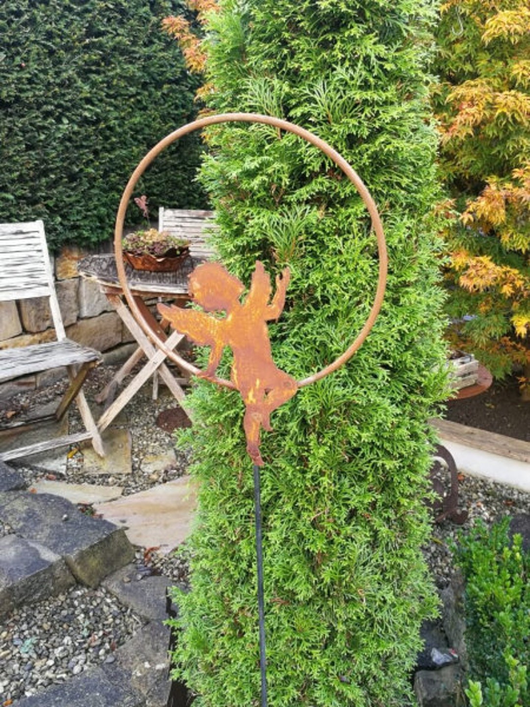 Edelrost Garden Plug Putti in Ring Garden Decoration Rust Garden ...