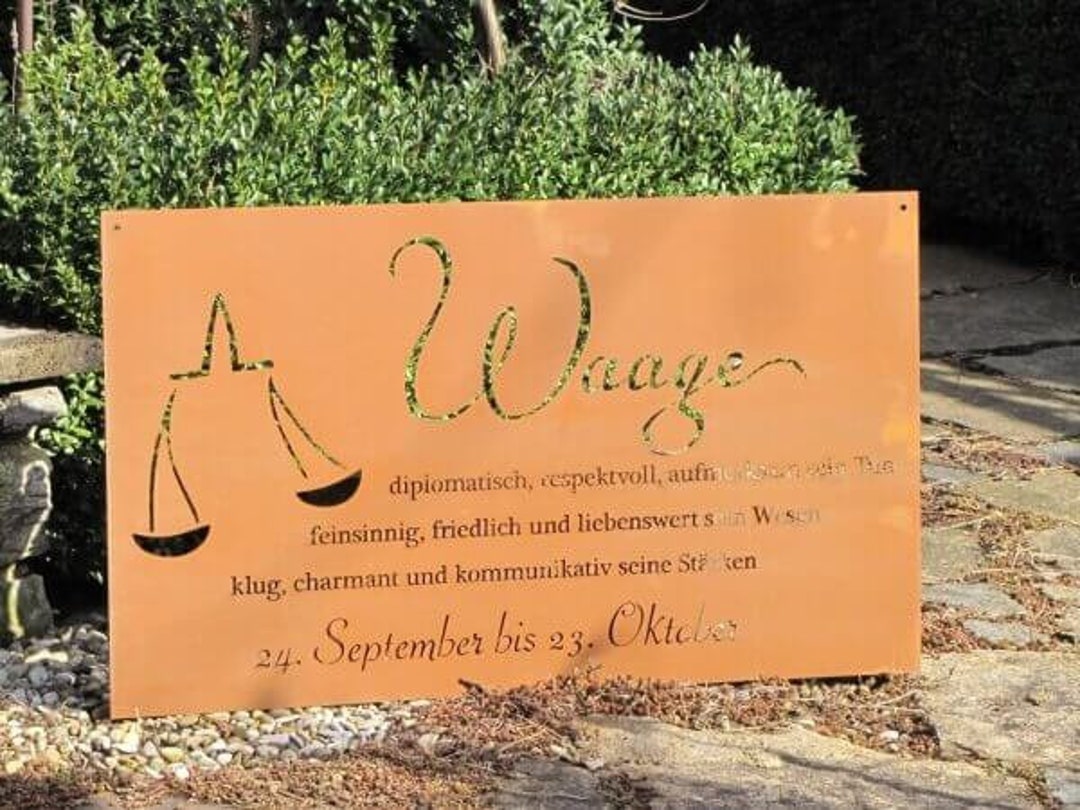 Stainless Rust Zodiac Sign Poem Panel libra Rust Shield Metal Sign ...