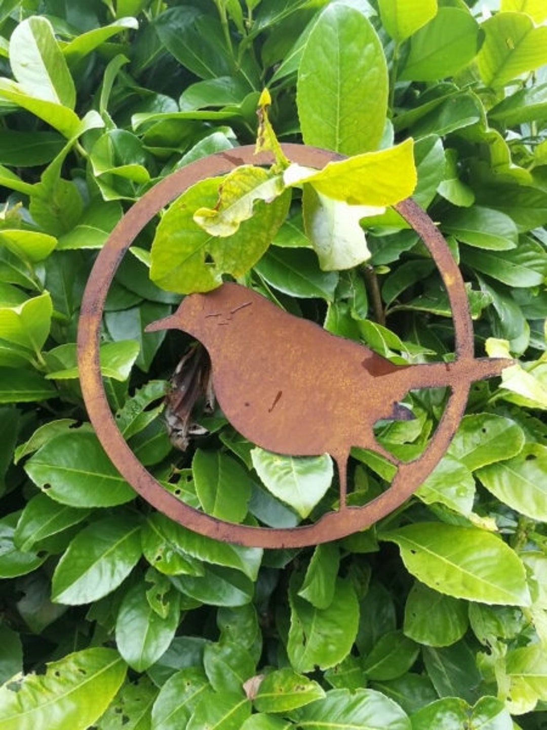 Noble Rust Bird in the Ring, Blackbird Garden Decoration Animal Figure ...