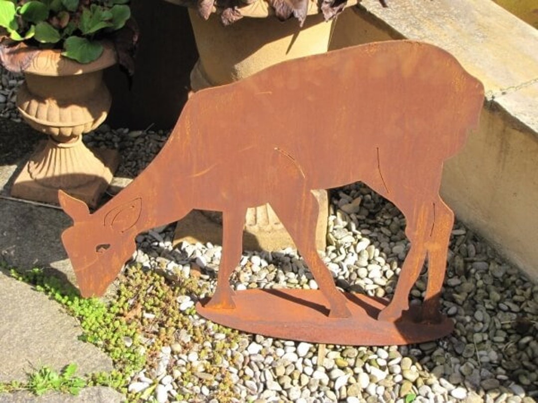 Noble Rust Deer äsend Garden Deco Animal Figure Rust Animal - Etsy