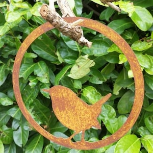 Noble Rust Bird in the Ring, Fence King Garden Decoration Animal Figure ...