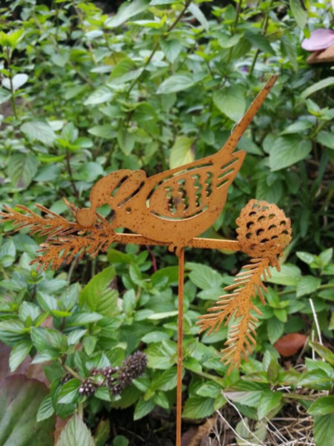 Pot Plug Bird Marga on the Staff, Tail Above Garden Decoration Metal ...