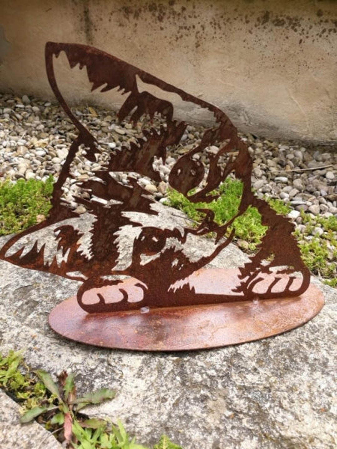 Noble Rust Cat Head Mimi, Inclined Garden Decoration Rust Metal Rust ...