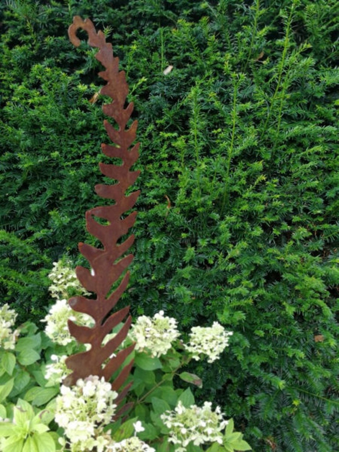 Patina Fern Plug, Narrow Rust Flower Metal Flower Garden Decoration ...