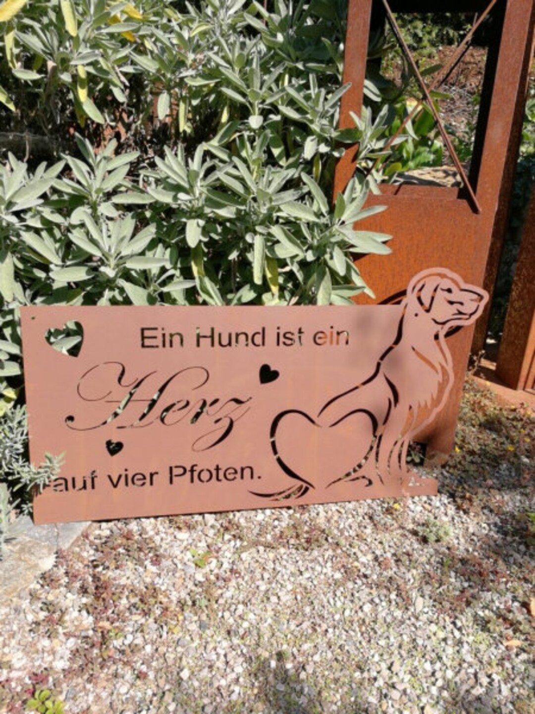 Stainless Rust Poem Tablet Dog Heart Garden Decoration Rust Garden ...