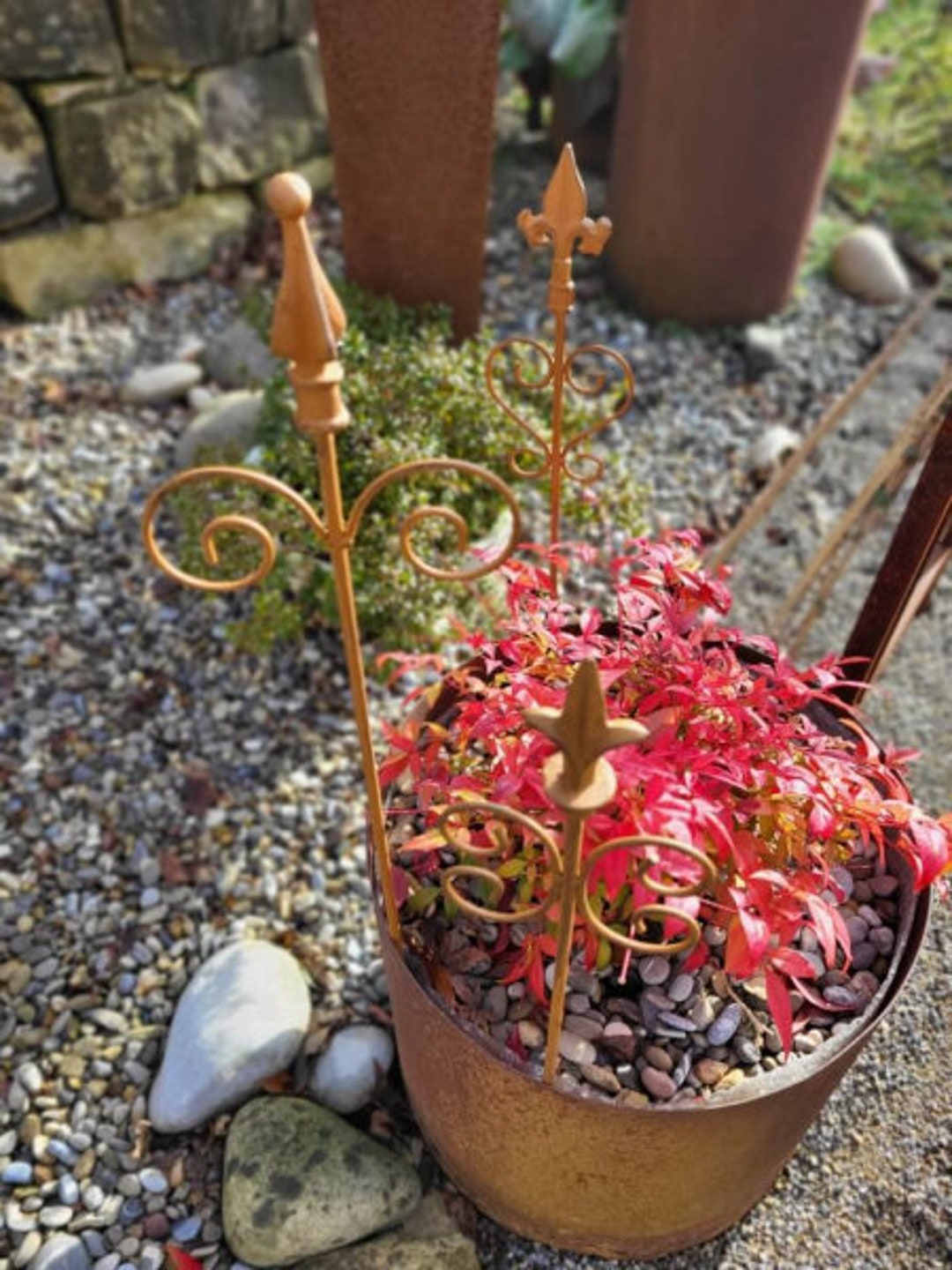 Edelrost Set of 3 Trellis Rods for Flower Pots, 60 Cm Garden Decoration ...