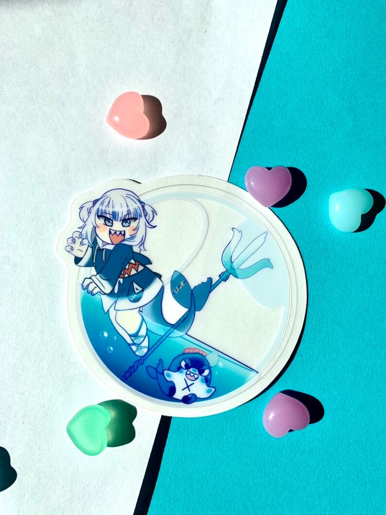 Hololive Vtuber Gawr Gura Vinyl Sticker Fan Merch - Etsy