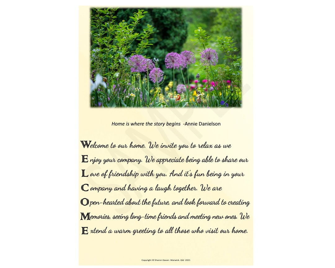 Housewarming or Welcome Gift Poem - Etsy