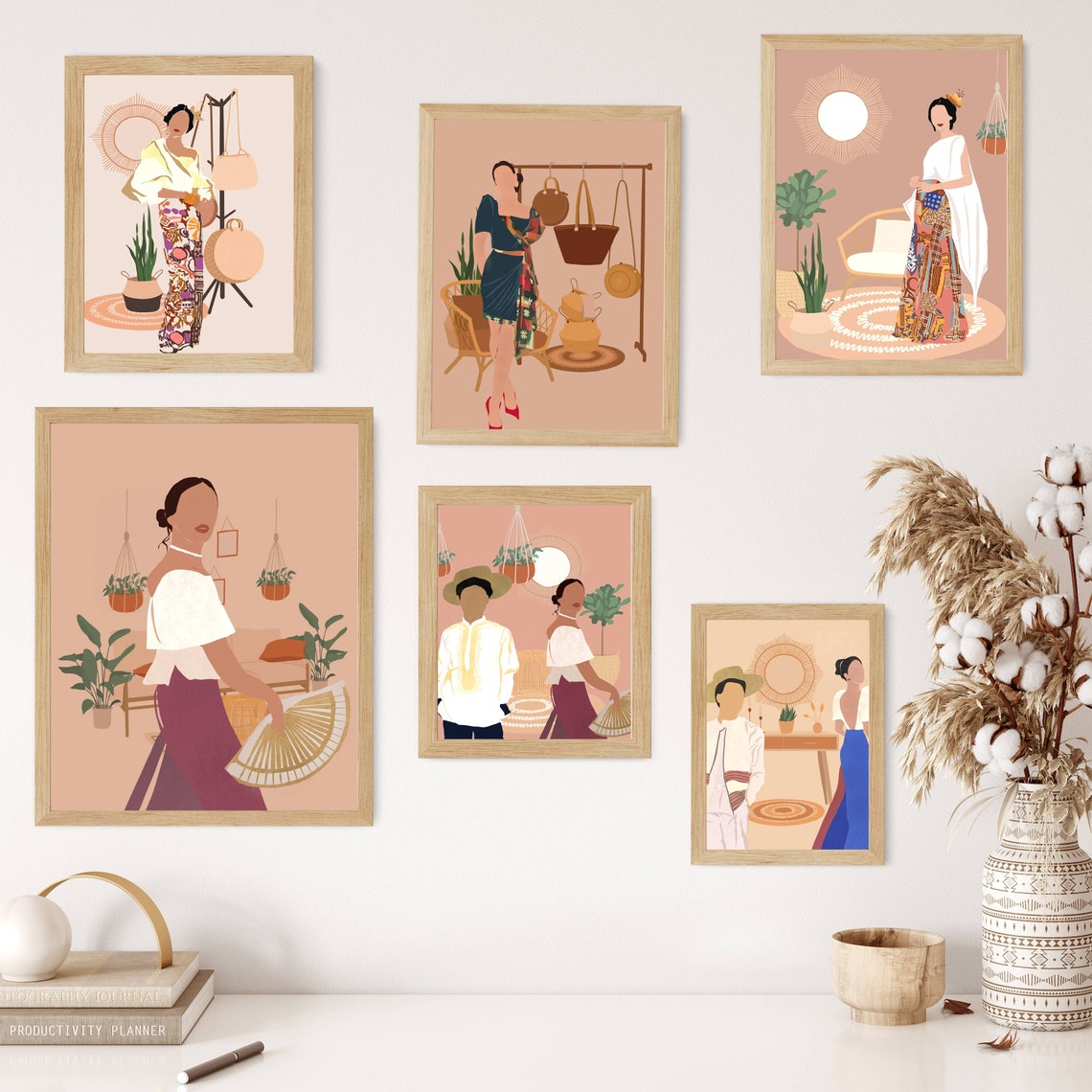 Minimalist Woman and Man Filipino Prints, Fashion Wall Art Set ...