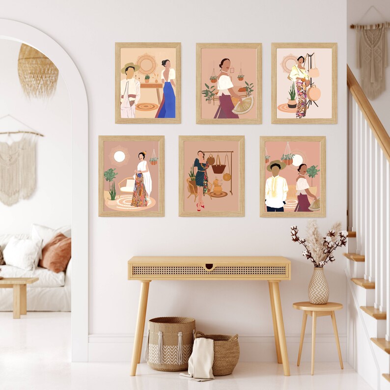 Filipino Gallery Wall Set Filipino Set of 6 Woman and Man - Etsy