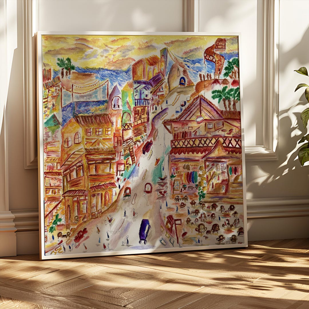 Siargao Colorful Village ART PRINT Original Painting Contemporary Wall ...