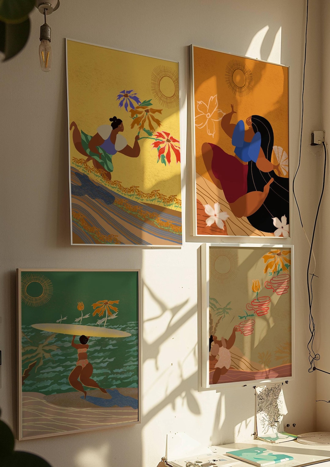 Set of 4 Abstract People Filipino Art Wall Decor Prints Modern Abstract ...