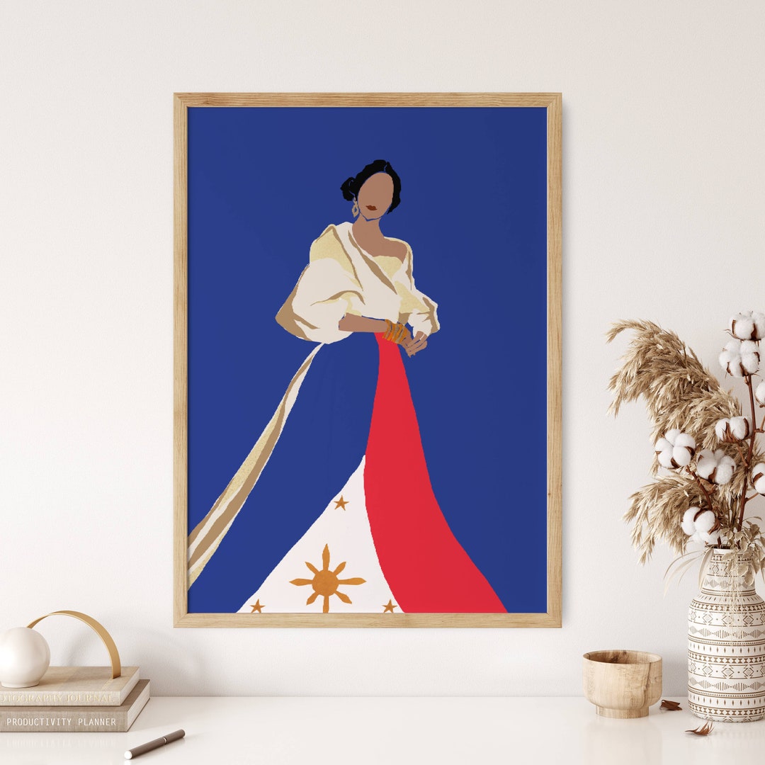 Filipina Poster Wall Art Female Figure, Boho Female Wall Art, Filipino ...