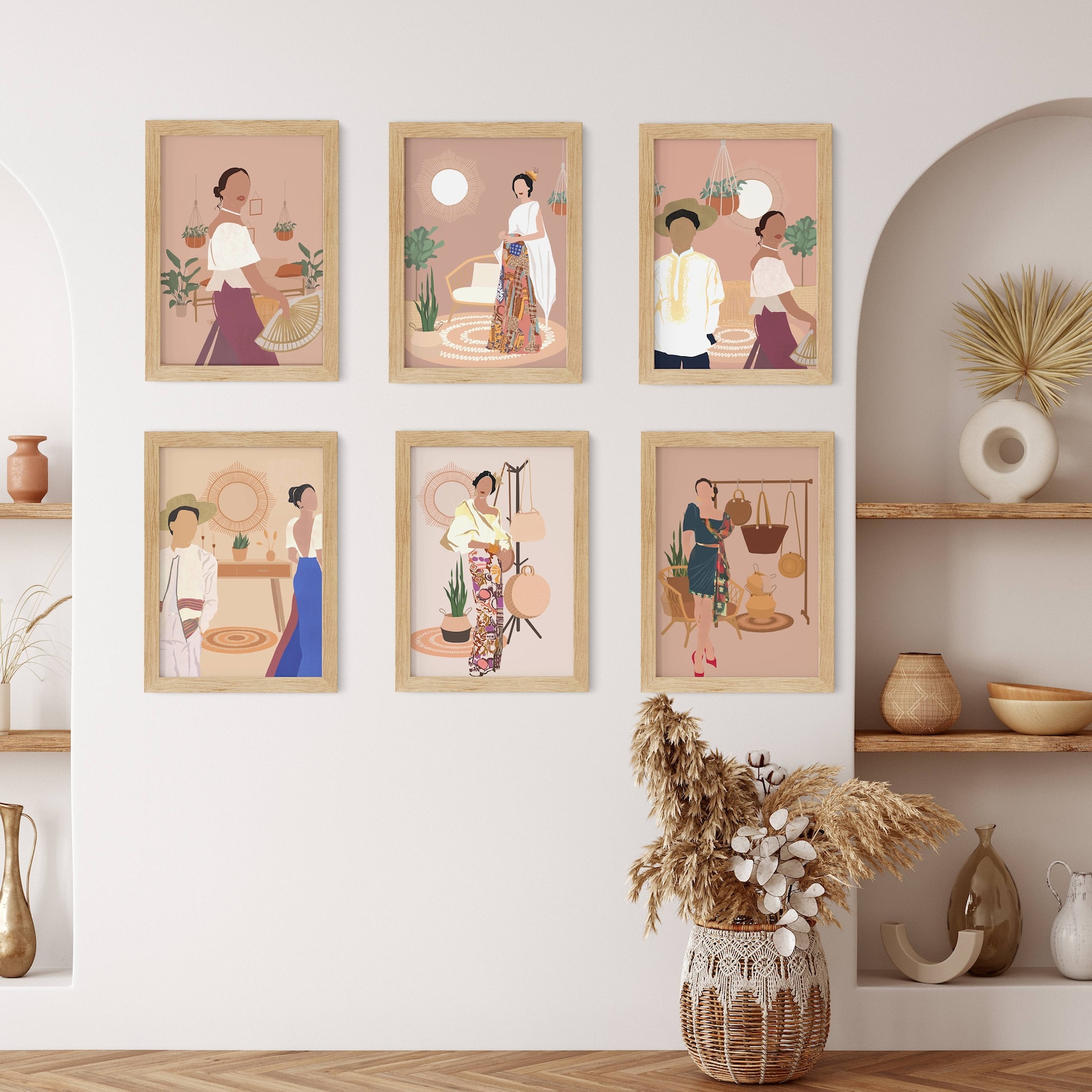 Filipino Gallery Wall Set Filipino Set of 6 Woman and Man - Etsy