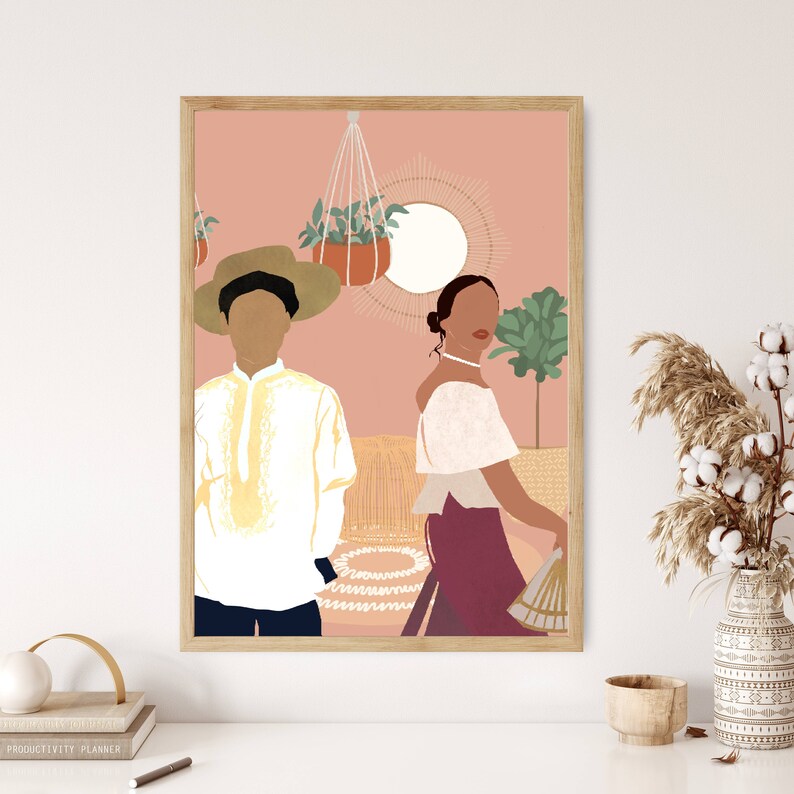 Filipino Mid Century Boho Wall Art, Fashion Wall Art Set, Philippines ...