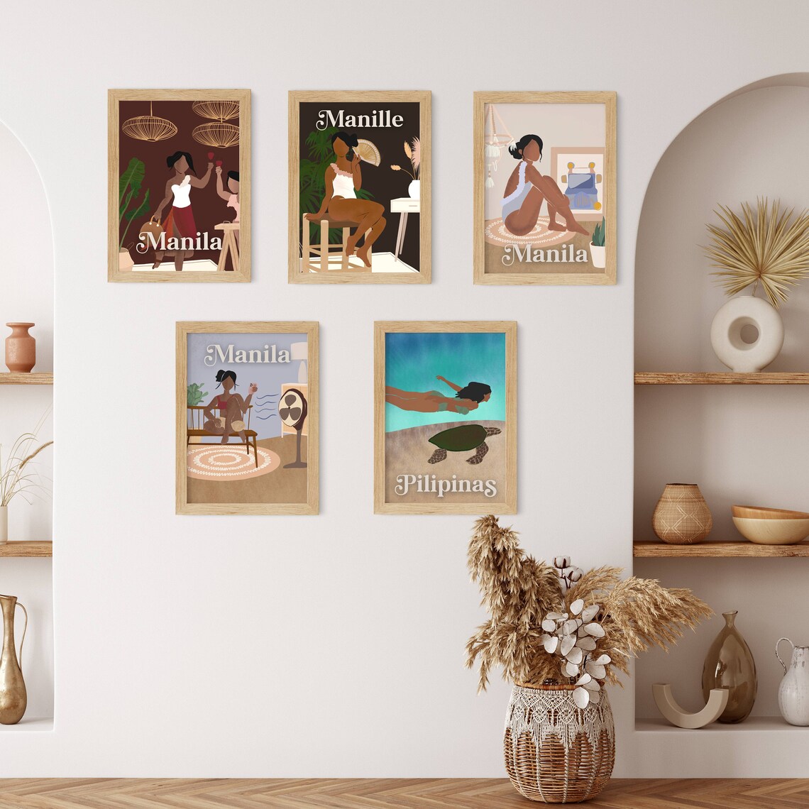 Filipino Gallery Wall Set Filipino Set of 6 Woman Prints - Etsy