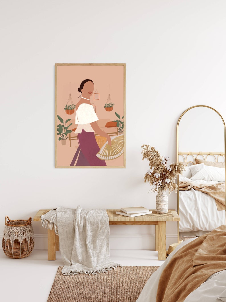 Filipino Female Woman Boho Art, Philippines Poster, Filipino Art, Asian ...