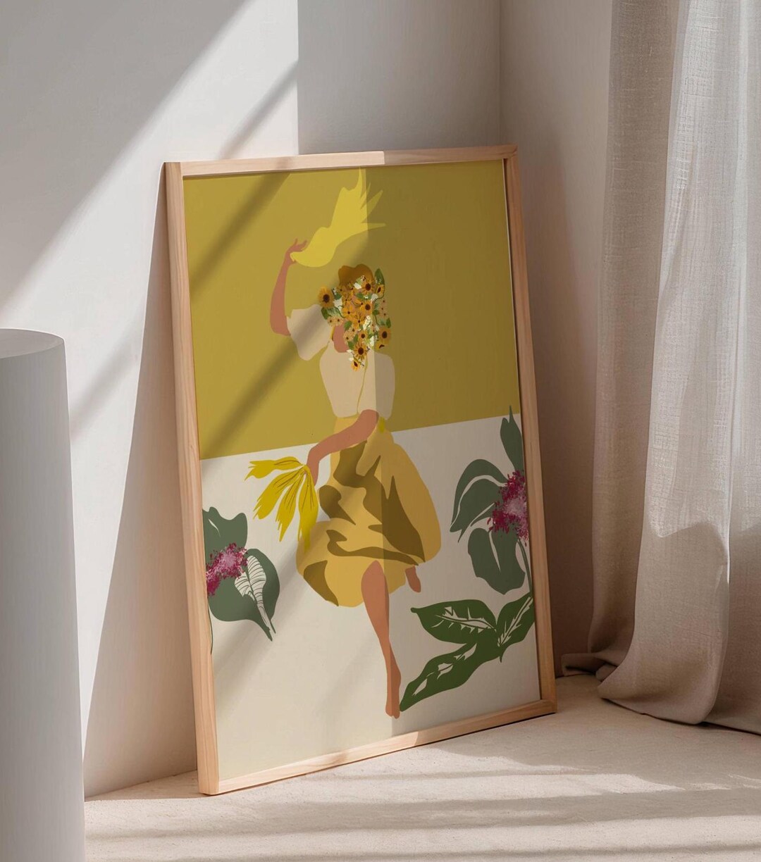 Sunflower Filipino Woman Print Abstract People Art Wall Modern Abstract ...