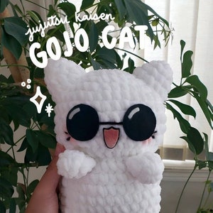 PDF PATTERN Crochet Gojo Cat/Cat with Sunglasses Plush - Etsy Polska