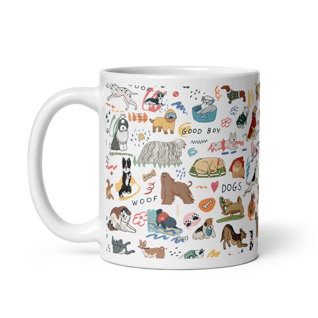 Cute Dog Mug / Dog Pattern Mug Gift / Cute Puppy Cup / Dog Mom Mug ...