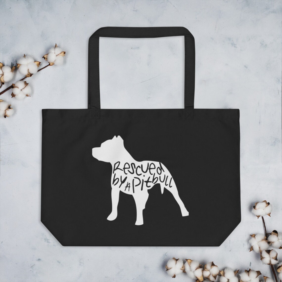 Pitbull Tote Bag / Rescued by a Pitbull Tote Bag / Pitbull Mom Gift ...
