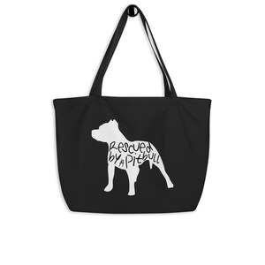 Pitbull Tote Bag / Rescued by a Pitbull Tote Bag / Pitbull Mom Gift ...