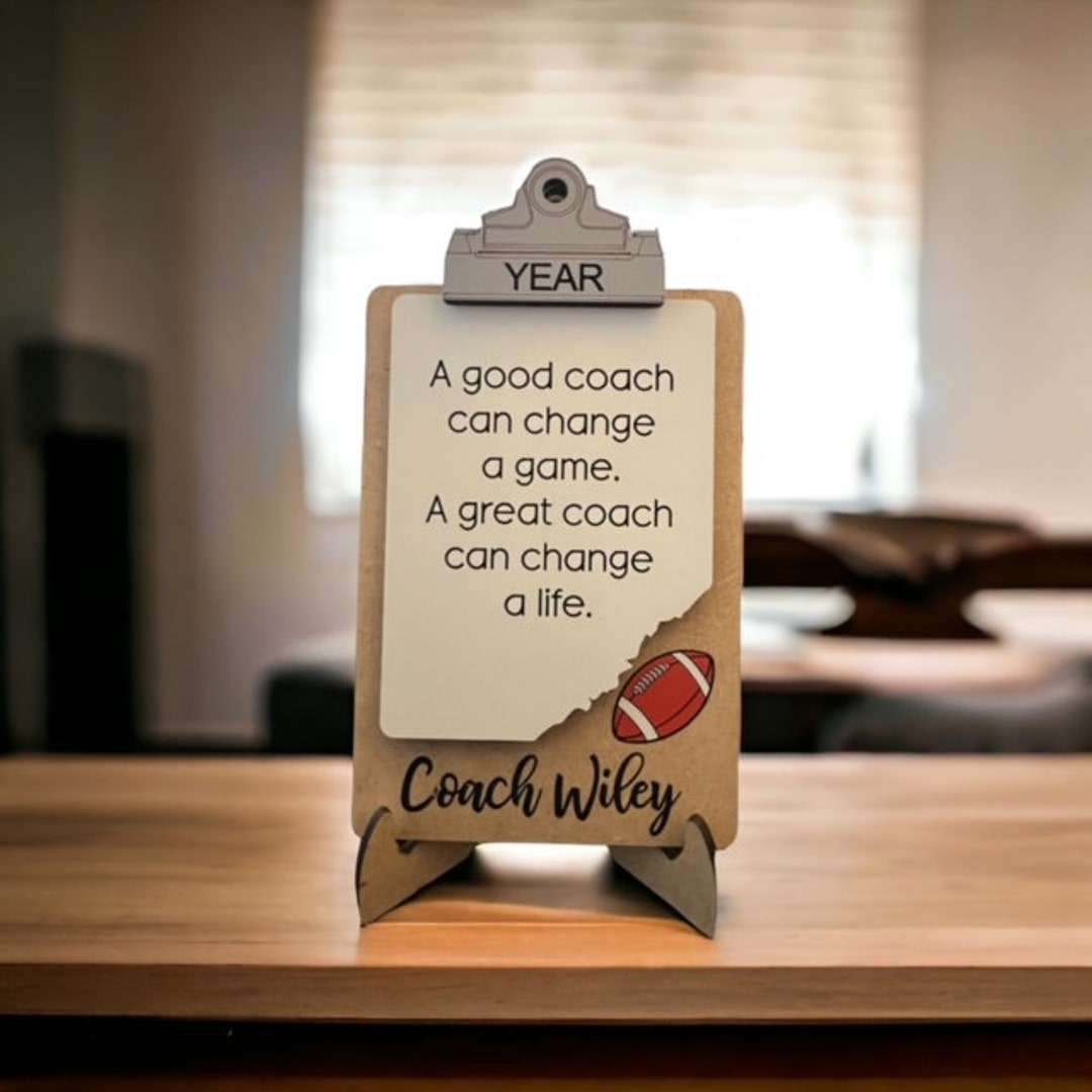 Football Coach Sign/ Clipboard Coach Sign/ Football Desk Gift ...