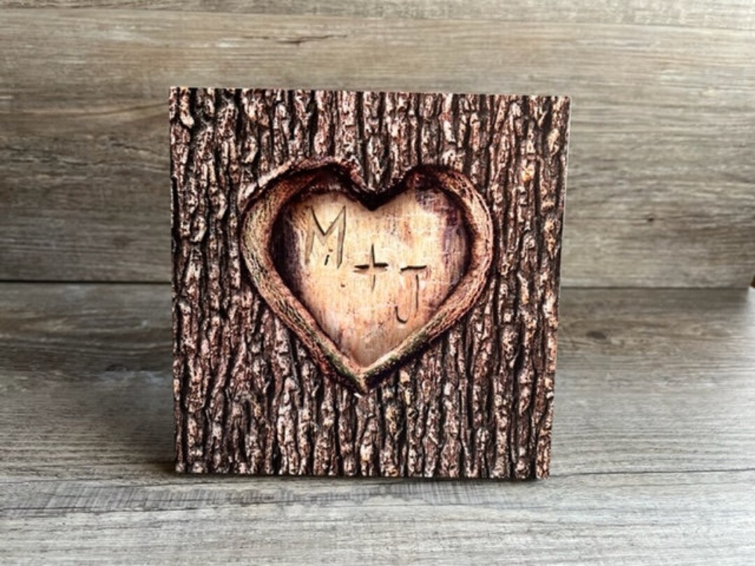 Personalized Tree Heart/ Tree Heart Plaque/ Tree Heart Sign/ Tree With ...