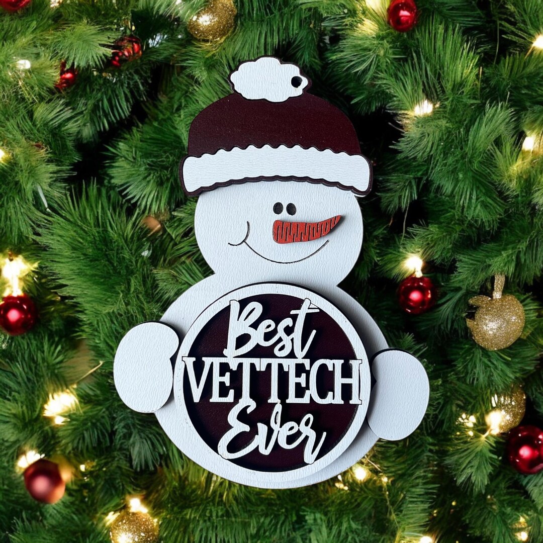 Best Vet Tech Ever Snowman Ornament/ Vet Tech Ornament/ Occupation ...