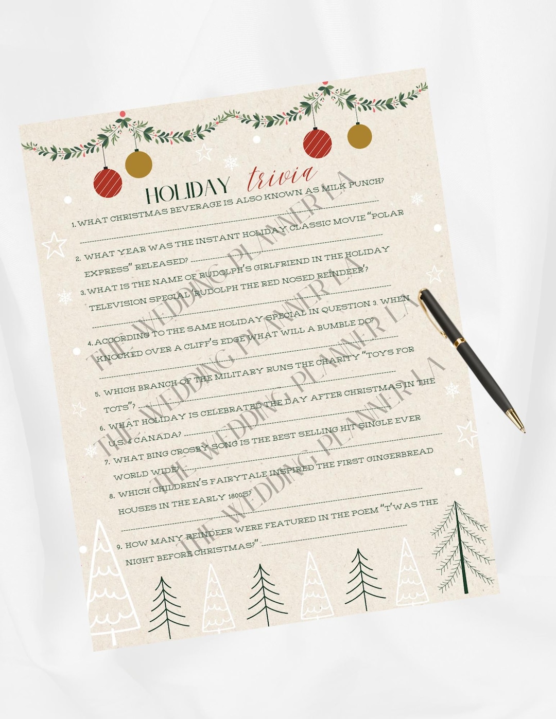 Holiday Trivia Printable Download - Holiday Party Game Trivia ...