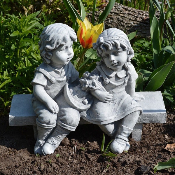 Garden Statue Girl on Bench - Etsy