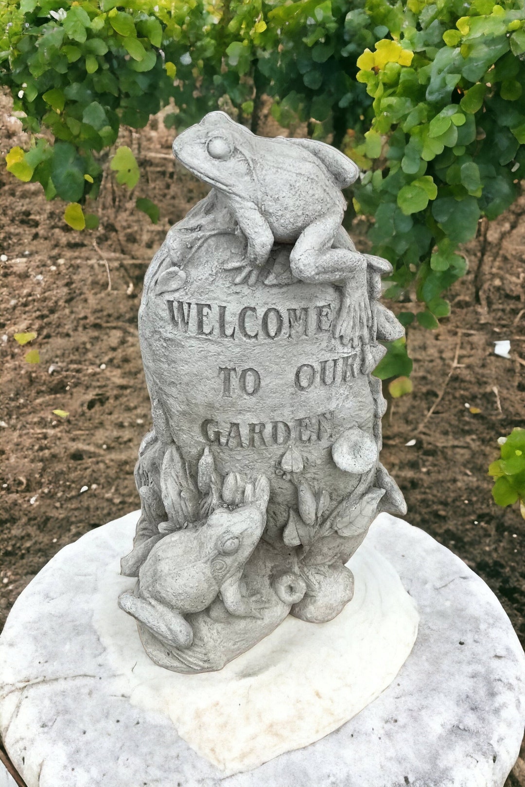 Frog Figurines Welcome Door Sign Concrete Frog Decorations - Etsy