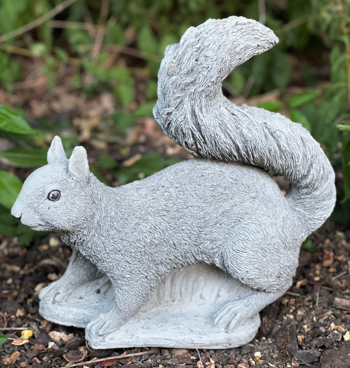 Squirrel Wooden Animal Garden Statue Concrete Backyard Decor - Etsy