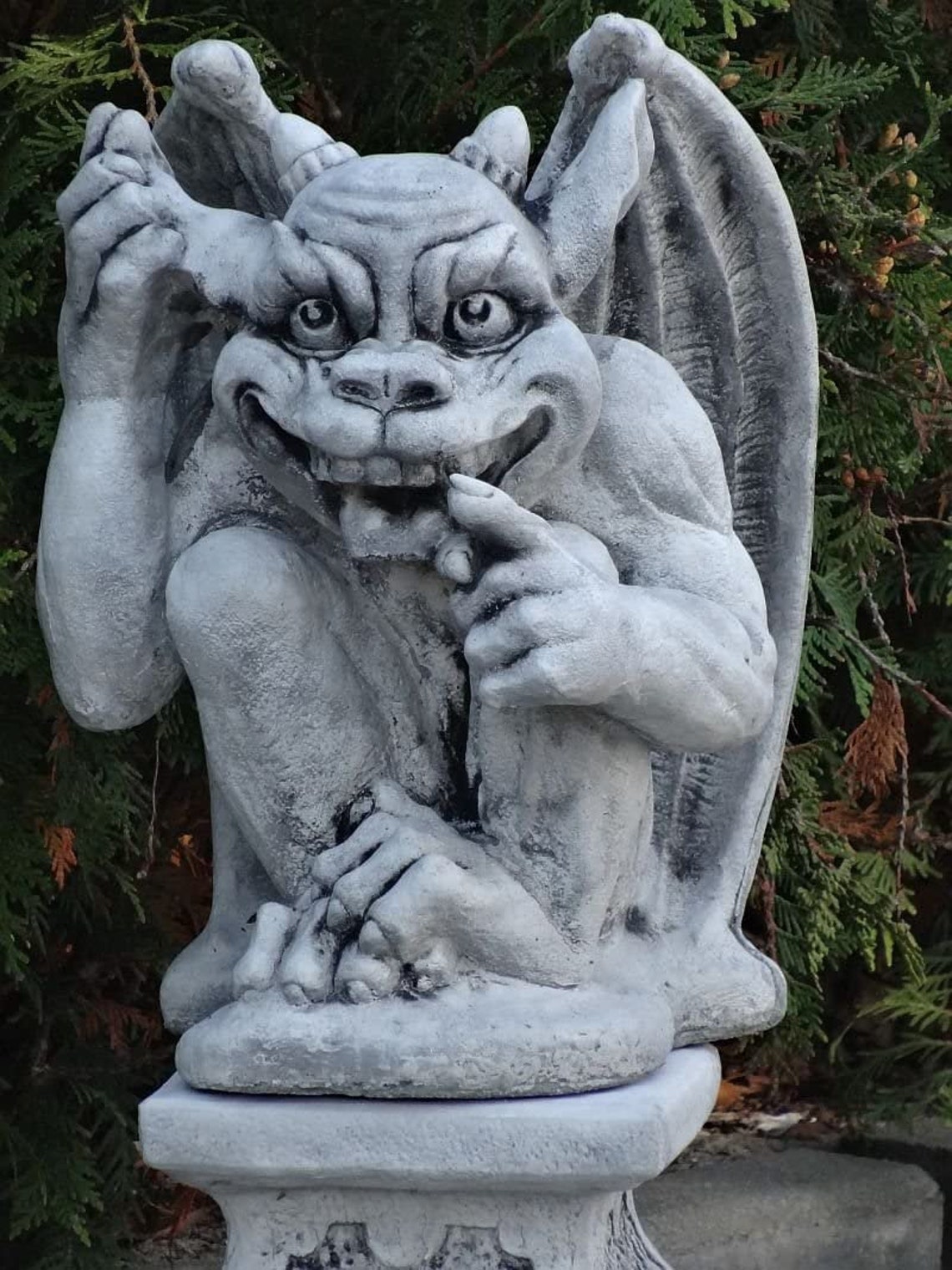 Smiling Gargoyle Statue Stone Gargoyle Monster Outdoor | Etsy