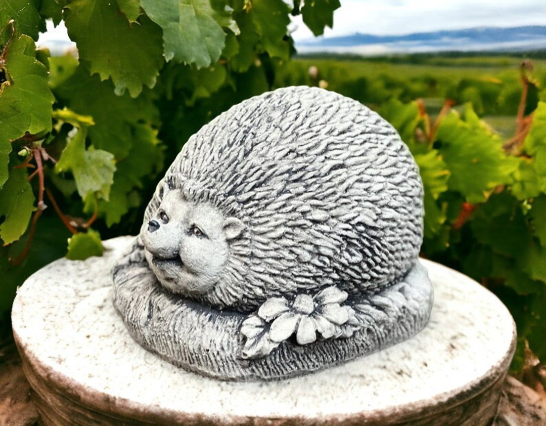 Stone Hedgehog Statue Concrete Hedgehog Sculpture Animal Lover - Etsy