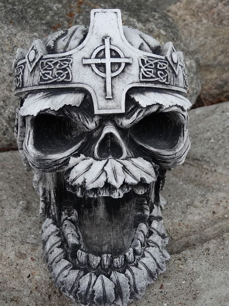 Skull In Crown Concrete Skull Statue Skull Ornament | Etsy