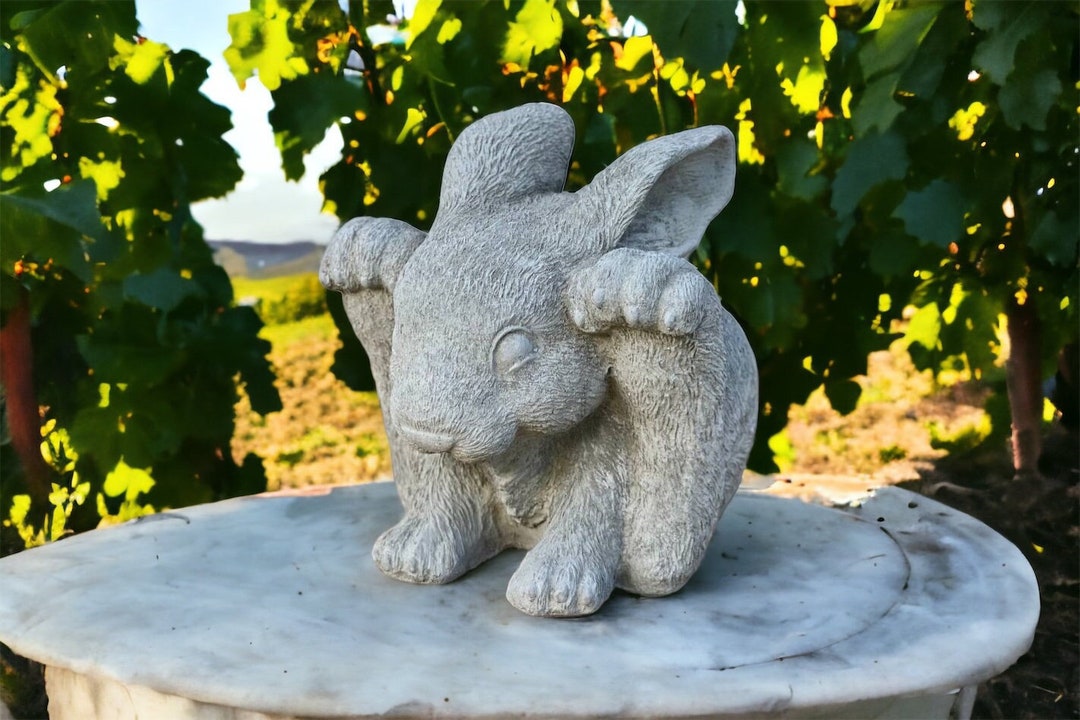 Rabbit Statue Concrete Small Rabbit Cute Bunny Decor Garden - Etsy